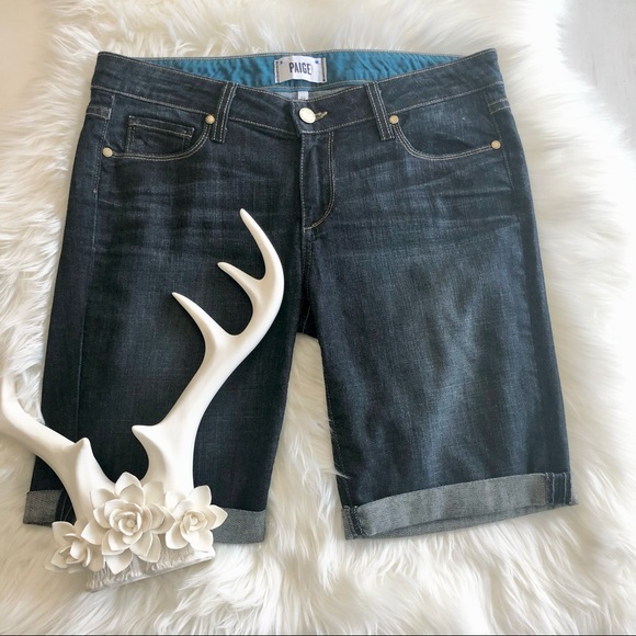 PAIGE | Shorts | Paige Womens Cuffed Denim Button Front Pocket Bermuda ...